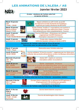 Calendrier des animations ALESA et AS janvier-février - Association des ...